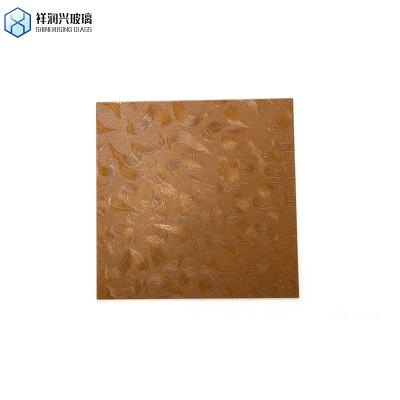 China Vidro decorativo de estrutura sólida com desenho em relevo castanho e espessura de 3 mm 4 mm 5 mm à venda