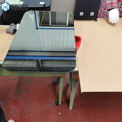 China Crystal Sapphire Blue Pack Round Square Glass Beveled Mirror 3.0mm Customized Tray for sale
