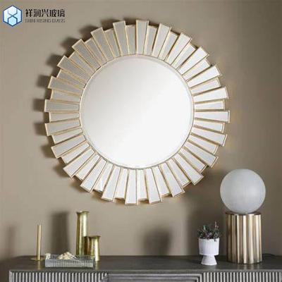 China Crystal Sapphire Blue Pack Round Square Glass Beveled Mirror 3.0mm Customized Tray for sale