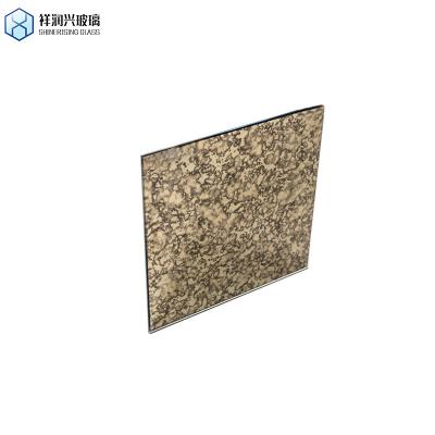 China Laminated 4mm Blue Brown Black Beveled Rectangle Antique Mirror Glass for Amusement for sale