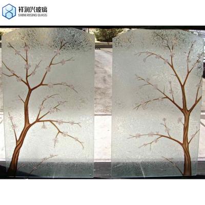 China Architectural Deep Etched Art Glass Wall Basketweave Fused Cast Glass Fusing Art Glass 5 for sale