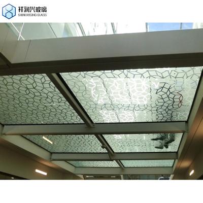 Cina Porta doccia in vetro temperato con disegno Karatachi in bronzo e fogli a disegno in vendita