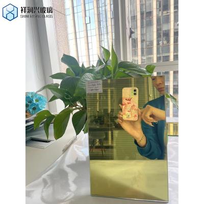 China 5 mm Champagnergold Rose Grau Farbglas Spiegelfliesen für dekorative Wand Float Glass zu verkaufen