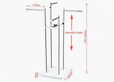 China Brushed Steel Material Garment Display Stands With Wooden Bottom for sale