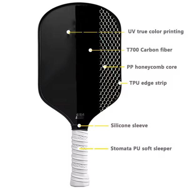 Quality USAPA Approved Carbon Fiber Pickleball Paddle PP Honeycomb Core Custom T700 for sale