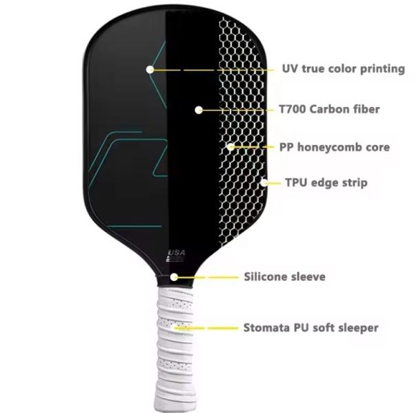 Quality Entertainment Pickleball Paddle with T700 Carbon Fiber Technology and PU Handle for sale