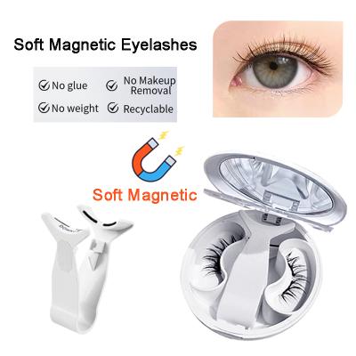 China Natural Look Soft Magnetic Non Glue False Eyelashes Reusable Extensions With Applicator for sale