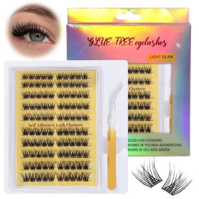China Cluster Lashes Kit Custom Logo Tweezers Fluffy Wispy Faux Mink Individual Lash Extensions for sale