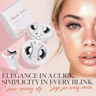 China 3D Thick Natural Long Reusable Magnetic Lashes Private Label No Glue Needed for sale