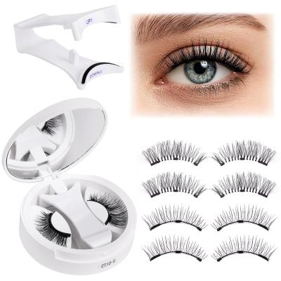 China Custom Magnetic Lashes Case Circle Easy Wearing Portable 3D Natural Dense With Applicator for sale
