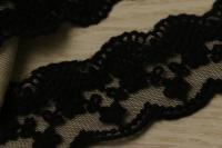 China Unfading Guipure Lace Trims Black Pattern Heat Dissolving Interlining for sale