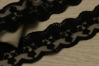China Unfading Guipure Lace Trims Black Pattern Heat Dissolving Interlining for sale