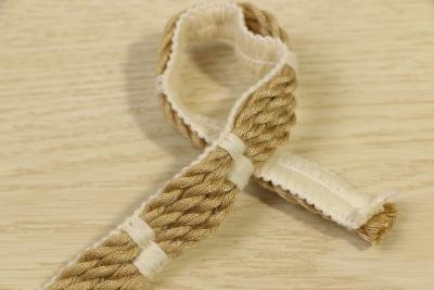 Cina La tessitura della cordicella tessuta lega il ODM con un nastro respirabile della tela di iuta del materiale rustico del cotone in vendita