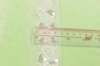 China Delicate Fanlike Sequin Lace Trim 60mm Width Bugles Equipped for sale