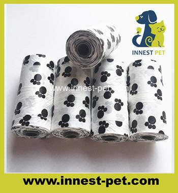 China Red color plain PE bags dog poop waste bag on roll and plastic bone shape dispenser for sale