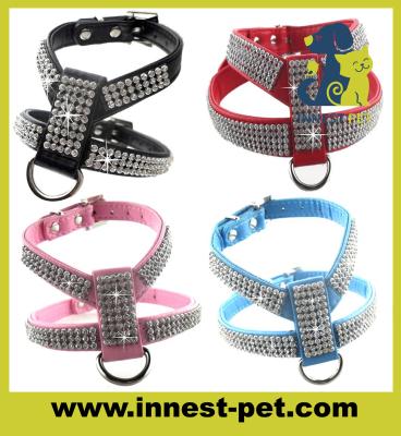 China Luxury reshinestone dog products crystal pet harness for sale