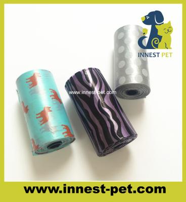 China Printed dog poop waste pe bag on roll for sale