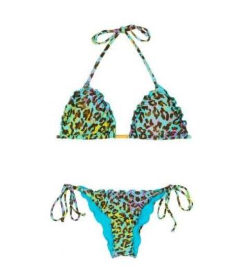 China Multicoloured Leopard Print Scrunch Brazilian Bikini - Morumbi Frufru for sale
