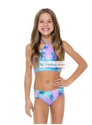 China Girl's Reversible Patterned Crop Top Bikini - Palmares Tankini for sale
