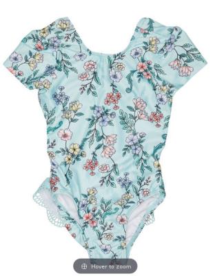 China Summer Kids Green Leaf Printed Bikini Set One/Two-Piece Beach Suit Baby Girls Split Swimwear Photography Clothes Beach W for sale
