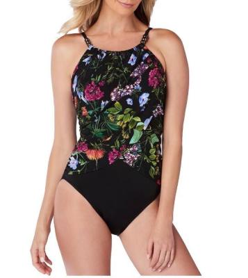 China Modern Romance Lisa Floral Print High Neck Underwire One Piece Swimsuit for sale