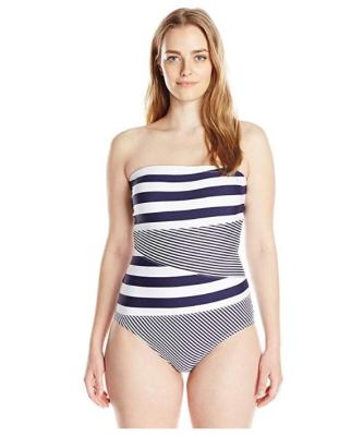 China Women's XL football striped one-piece swimsuit for sale