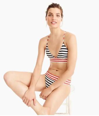China Banded T-back bikini top in colorblock stripe for sale