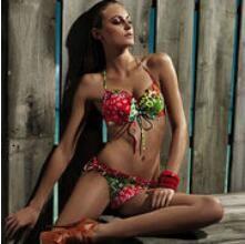 China Bikinis Set Women Floral Print Multi Strap Cross Tie Triangle Swimsuit Brazilian Swimwear Female for sale