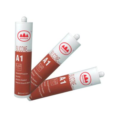 China Sellador de silicona ácida negra de grado industrial para ventanas y puertas, 300 ml en venta