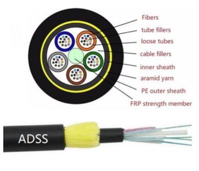 Cina 48 96 244 il centro 100m al cavo a fibre ottiche di 800m ADSS G652D in vendita