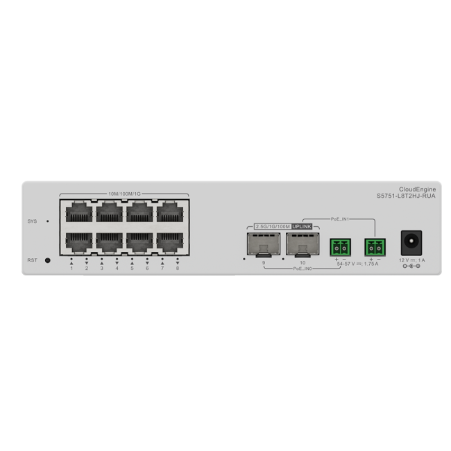 S5751-L8P2PN2X-RUA 98012495 2 X 100M/1/2.5/10GE SFP+ Ports 10GE Remote ...