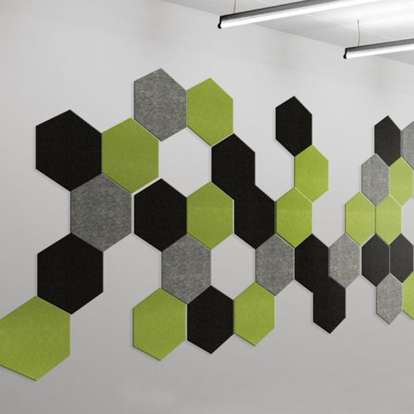Quality Black Sound Acoustic Panels PET Hexagon Felt Wall Tiles Environmentally Friendly for sale