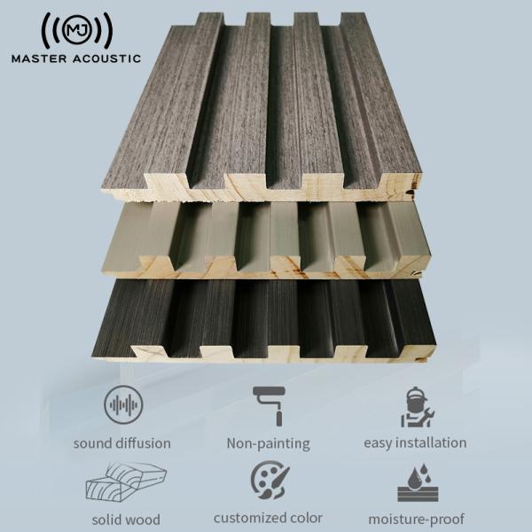 Quality Solid Wood Slat Acoustic Panels Modern Fluted Ceiling Panels Black Whit Grey for sale