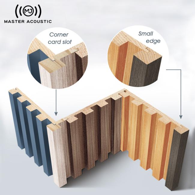 Wooden grain fluted ceiling grilles close-up