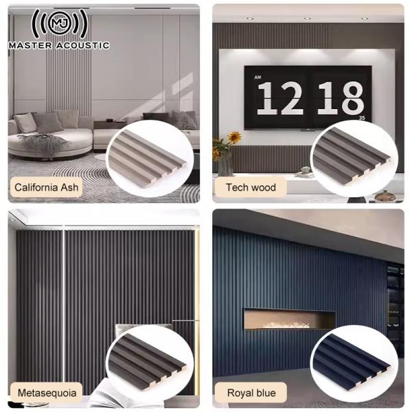 Quality Solid Wood Slat Acoustic Panels Modern Fluted Ceiling Panels Black Whit Grey for sale