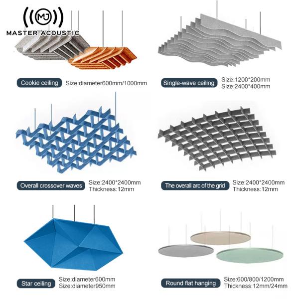 Quality B1 Polyester Ceiling Tiles NRC 0.85 - 0.95 Acoustic Ceiling Tiles For Commercial Building Soundproofing for sale