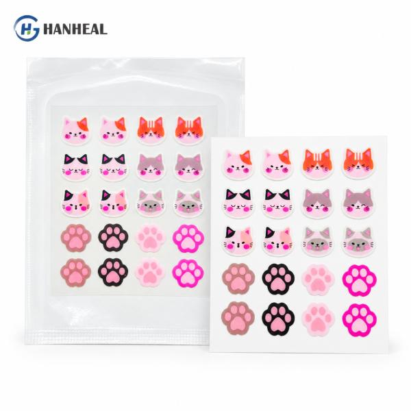 Quality Custom Cat-Shaped Hydrocolloid Acne Patches 12mm 20 Patches per Sheet for sale