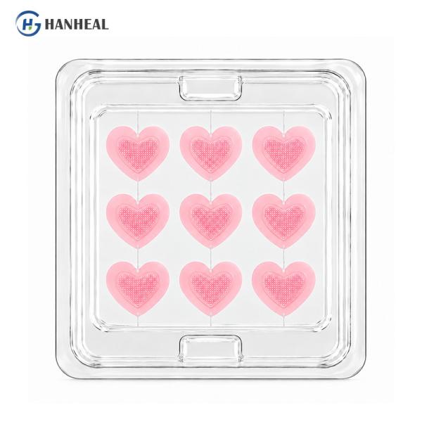 Quality Custom Pink Heart-Shaped Dissolving Microneedle Acne Patch Hydrocolloid Microneedle Acne Patch for Skincare Brands for sale