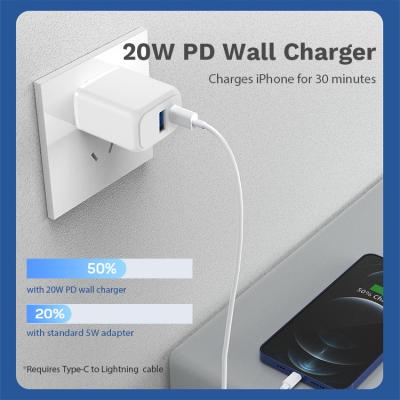 Cina UAP202 PD Power Adapter Dual Port 20W Usb C Wall Charger alimentazione in vendita