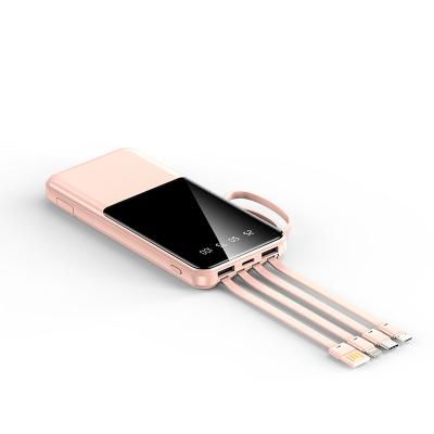 China Portable 4 in 1 Cable Power Bank with Over-discharging Protection and Apple Interface à venda