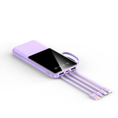 China Portable 4 in 1 Cable Power Bank with Over-discharging Protection and Apple Interface à venda