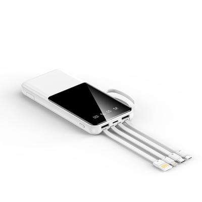 China Portable 4 in 1 Cable Power Bank with Over-discharging Protection and Apple Interface à venda