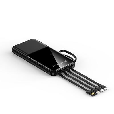 China Portable 4 in 1 Cable Power Bank with Over-discharging Protection and Apple Interface à venda