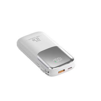 中国 Portable 10000mAh Pocket Power Bank With 2 Cord PD 22.5W Fast Charging LED Display USB-C Output 販売のため