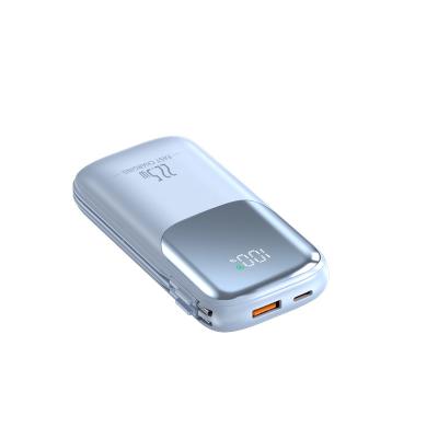 中国 Portable 10000mAh Pocket Power Bank With 2 Cord PD 22.5W Fast Charging LED Display USB-C Output 販売のため