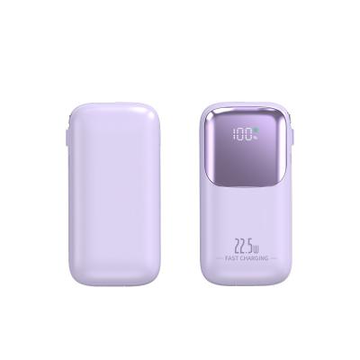 中国 Portable 10000mAh Pocket Power Bank With 2 Cord PD 22.5W Fast Charging LED Display USB-C Output 販売のため