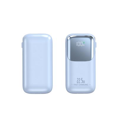 中国 Portable 10000mAh Pocket Power Bank With 2 Cord PD 22.5W Fast Charging LED Display USB-C Output 販売のため