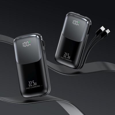中国 Portable 10000mAh Pocket Power Bank With 2 Cord PD 22.5W Fast Charging LED Display USB-C Output 販売のため