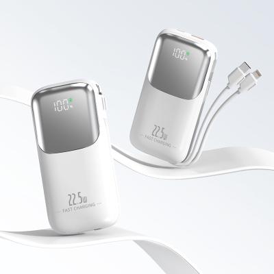中国 Portable 10000mAh Pocket Power Bank With 2 Cord PD 22.5W Fast Charging LED Display USB-C Output 販売のため