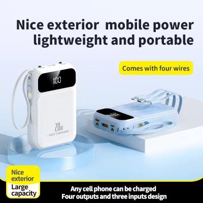 Cina 10000mah Portable Power Bank with Over-discharging Protection and Built-in Cables in vendita